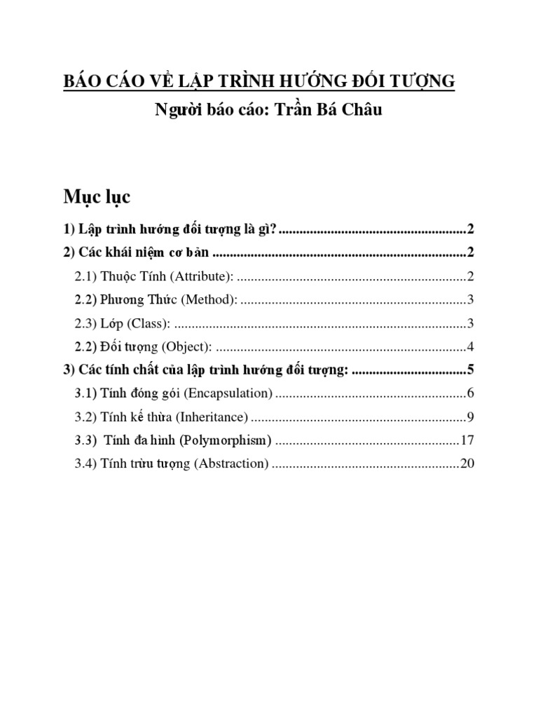 TranBaChau BaoCao OOP | PDF