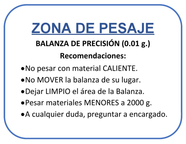 Zona de Pesaje: Balanza de Precisión (0.01 G.) Recomendaciones | PDF