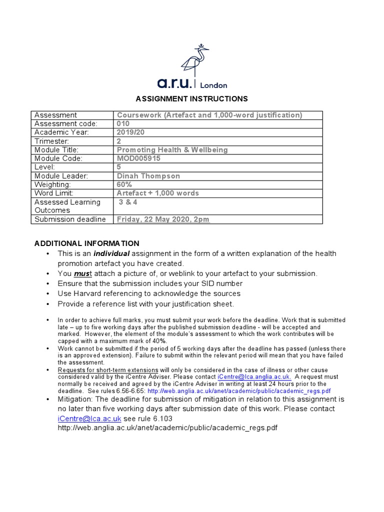 Promoting Health and Wellbeing 010 Artefact Amended Assessment | PDF ...