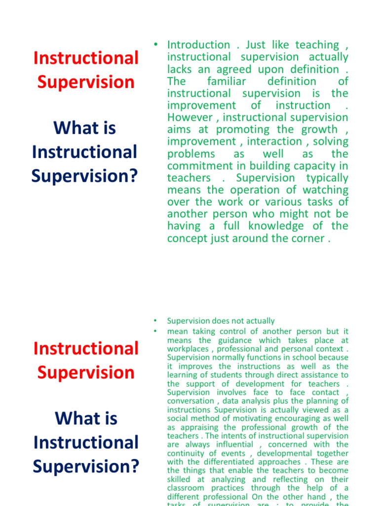 Instructional Supervision Seminar | Teachers | Curriculum