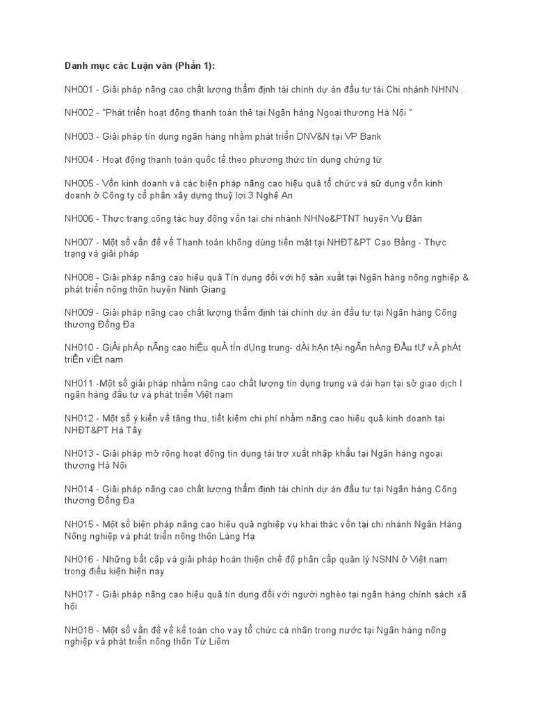 Danh Muc Cac Luan Van Phan 109 | PDF