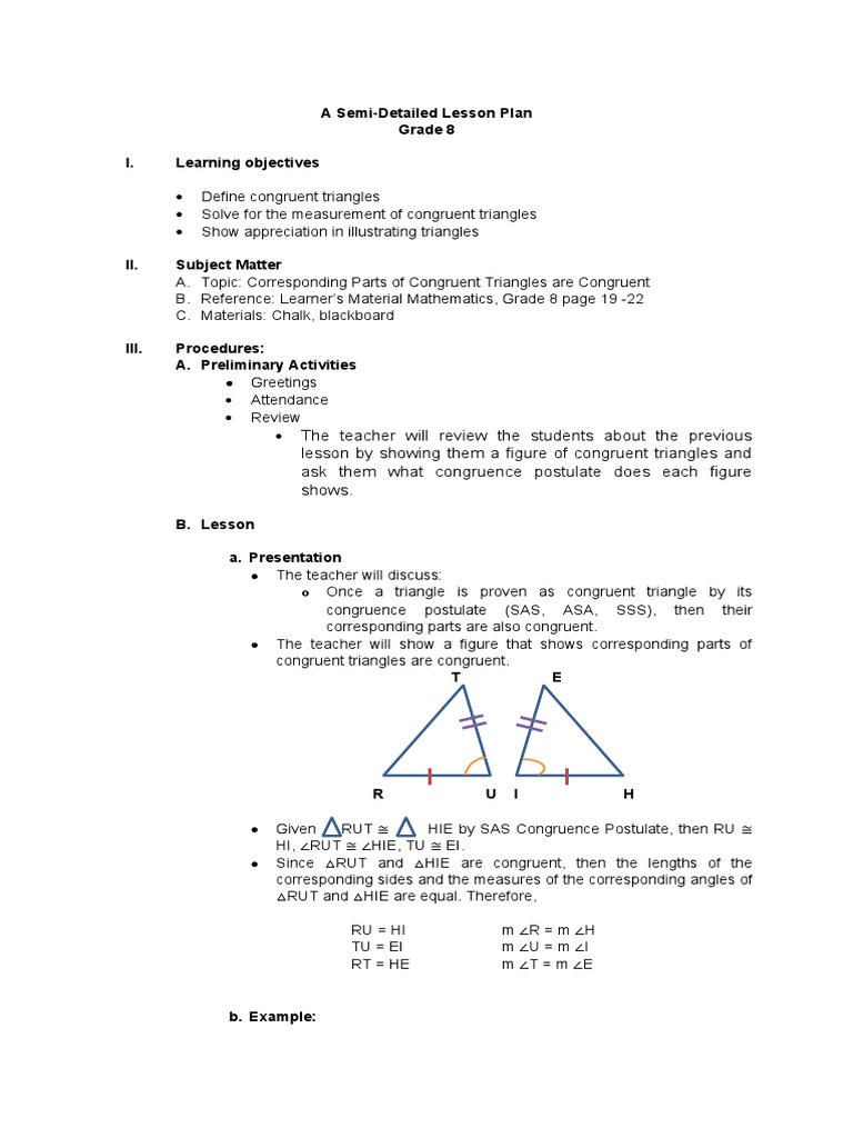 CPCTC Lesson Plan | PDF | Triangle | Cognition