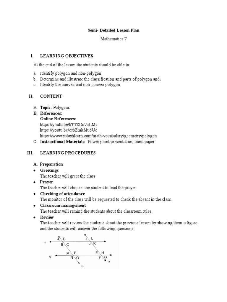 Semi Detailed Lesson Plan FINAL | PDF | Polygon | Convex Set