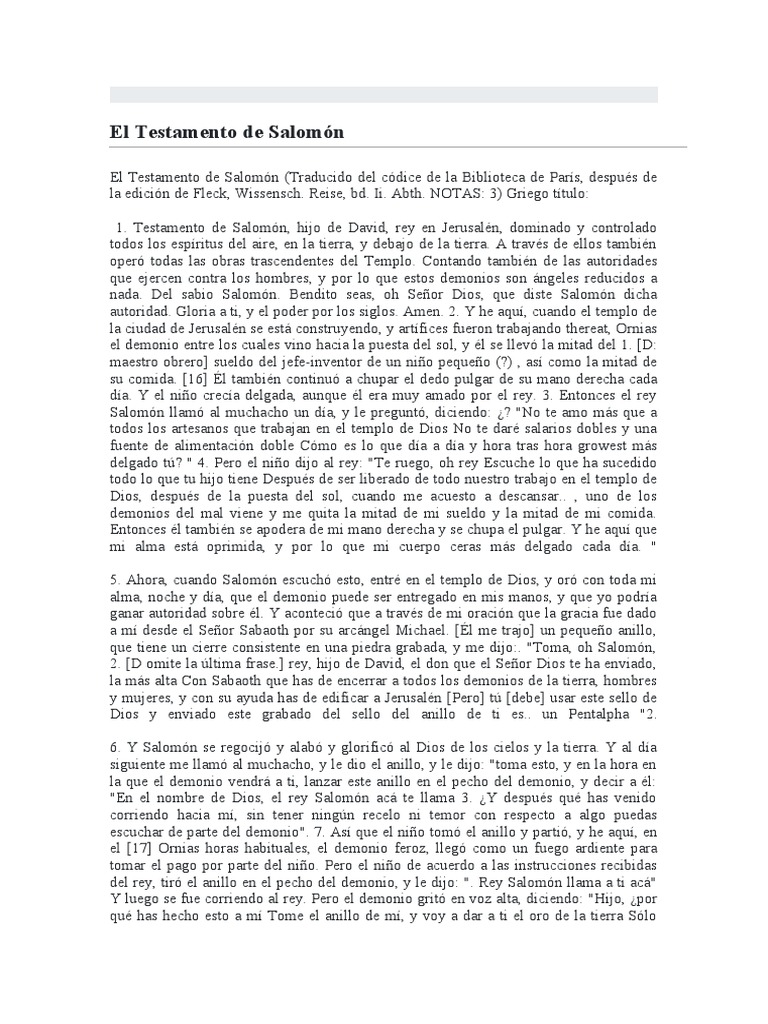 El Testamento de Salomón: Demonios y Poder | PDF | Solomons | Demonios