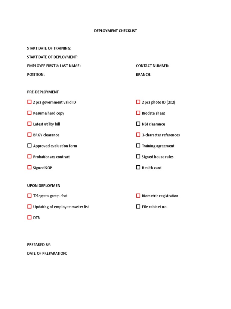 Deployment Checklist | PDF
