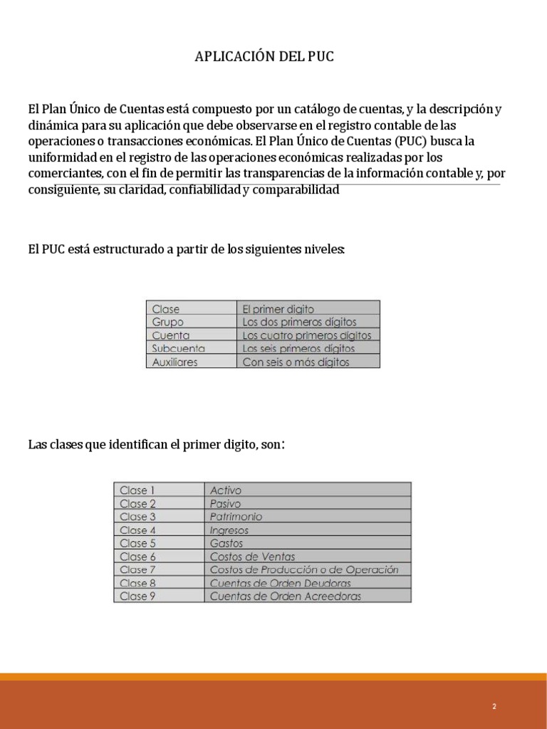Aplicación del Plan Único de Cuentas (PUC) en las empresas | PDF ...