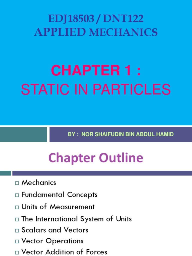 Static Particle Mechanics Overview | PDF | Euclidean Vector | Classical ...