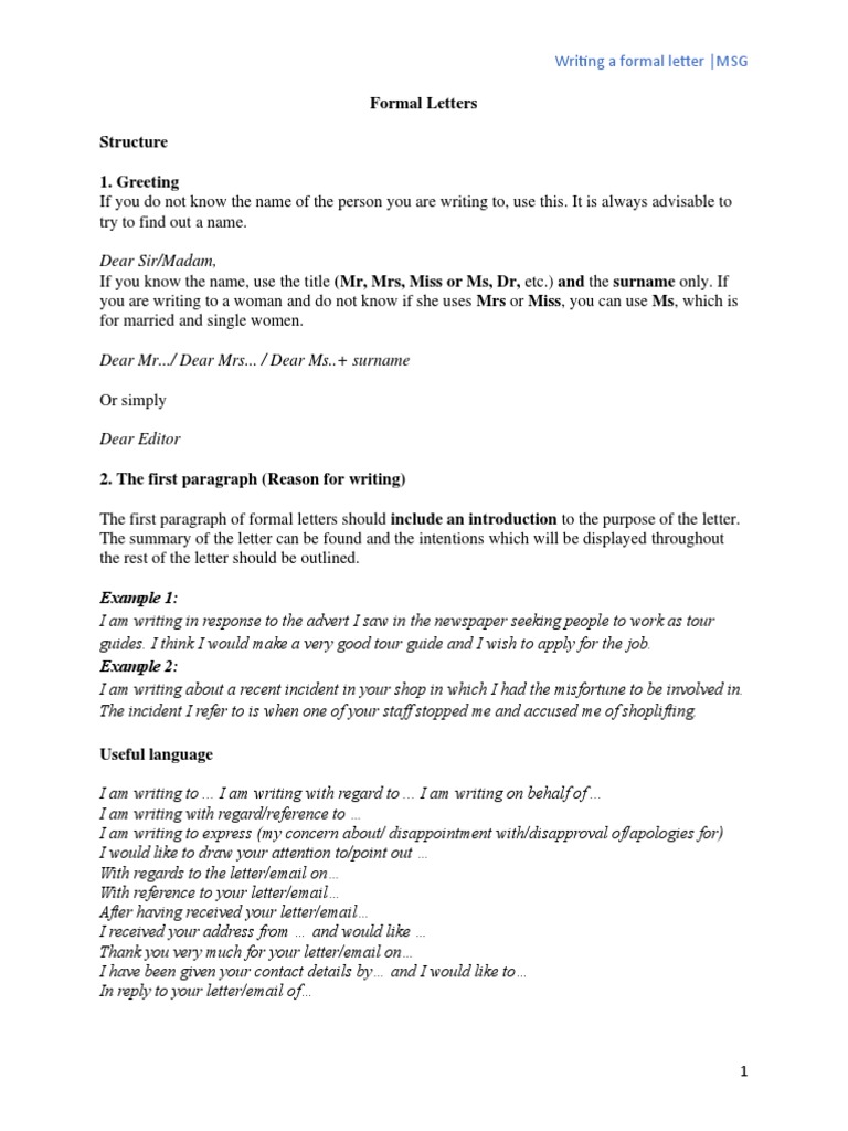 Formal Letters | PDF