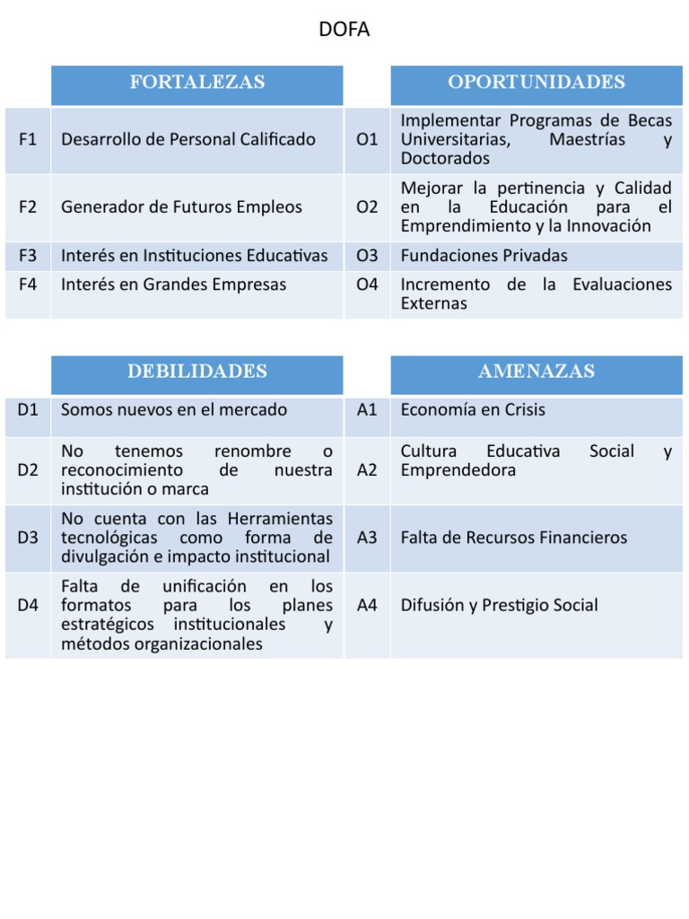 Diagrama DAFO Y CAME Capitulo III | PDF | Iniciativa empresarial ...