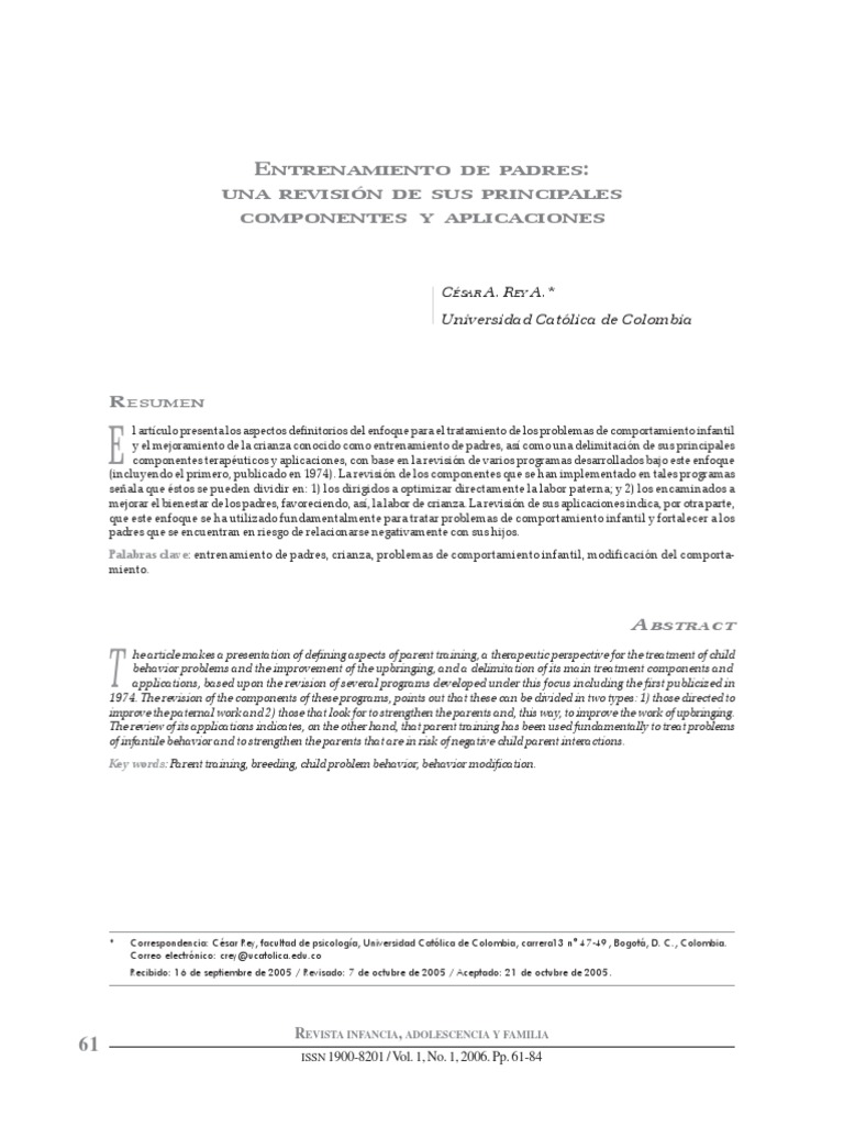 Entrenamiento de Padres: Componentes y Aplicaciones | PDF ...