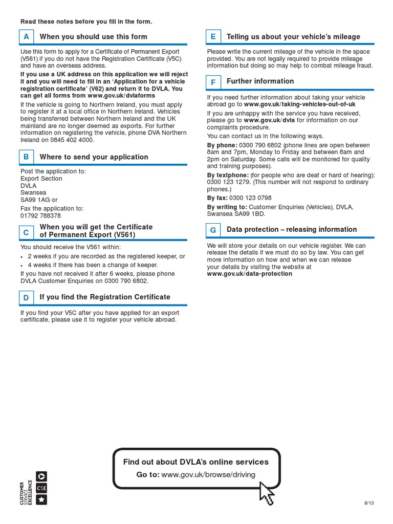 Online form notes for vehicle export certificate | PDF | Vehicles