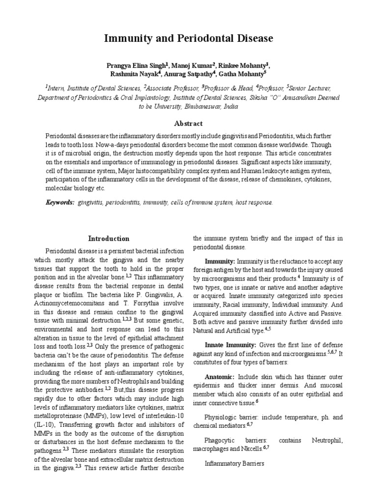 Understanding the Role of Immunity and Inflammatory Cells in the ...
