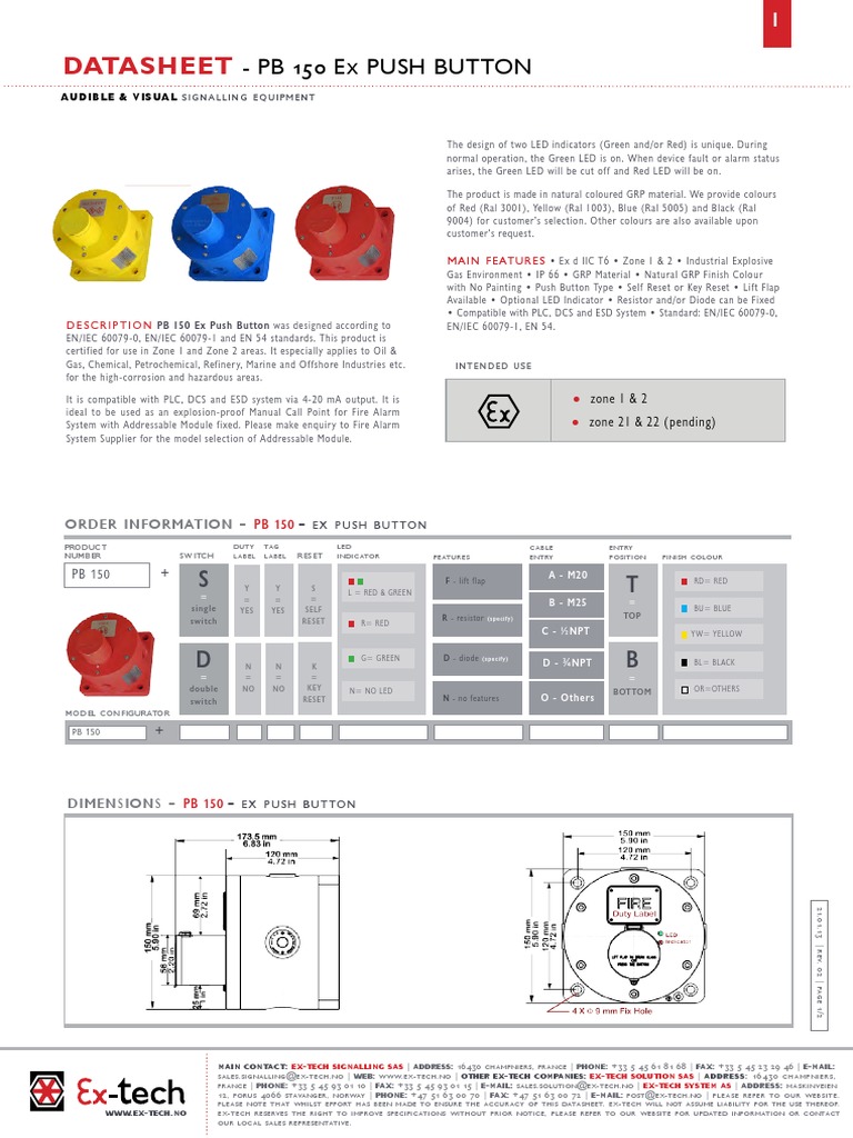 Explosion-Proof Push Button Datasheet: Technical Specifications and ...