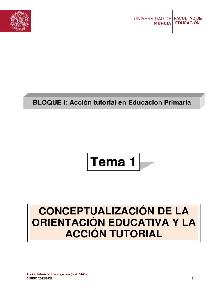 Tema 1 - Acción Tutorial | PDF | Plan de estudios | Aprendizaje