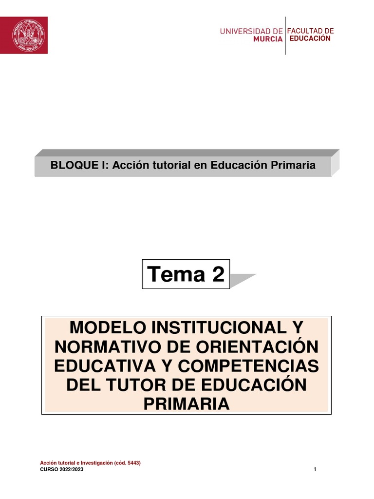 Tema 2 - Acción Tutorial | PDF | Educación primaria | Educación de la primera infancia