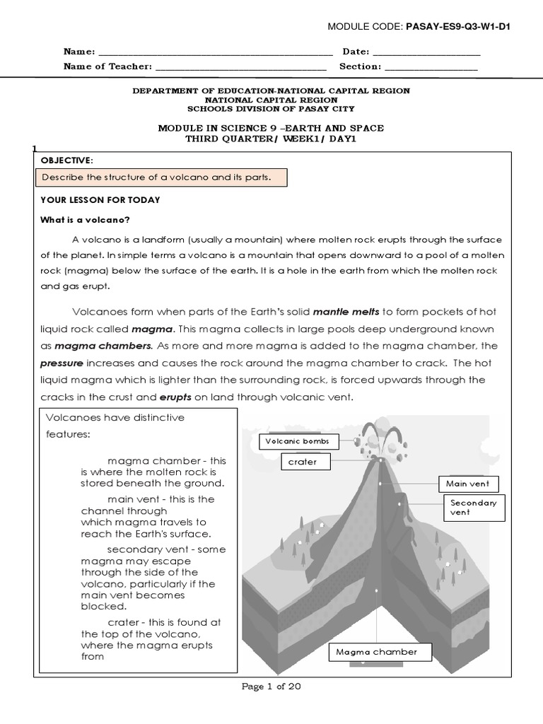 4 Science 9-Q3-W1 | PDF | Types Of Volcanic Eruptions | Volcano