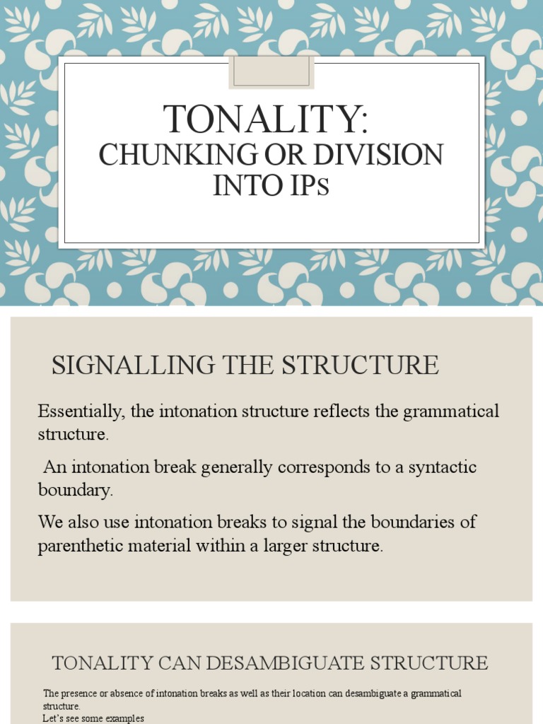 Tonality - Chunking | PDF