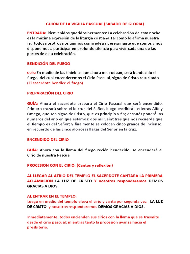 GUIÓN DE MISA Vigilia Pascual 2023 | PDF | Misa (liturgia) | Adoración Cristiana Y Liturgia