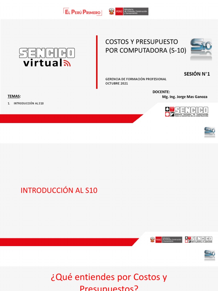 Sesion N°1 - Introduccion Al S10 | PDF | Presupuesto | Sector privado