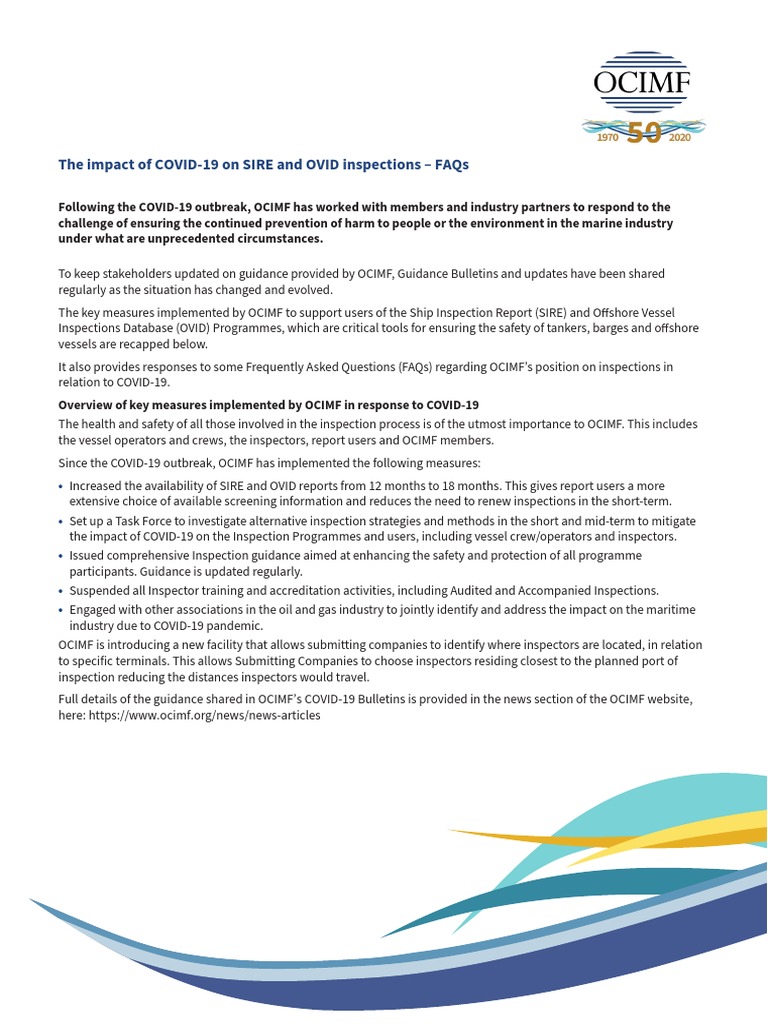 The Impact of COVID-19 On SIRE and OVID Inspections | PDF | Safety ...