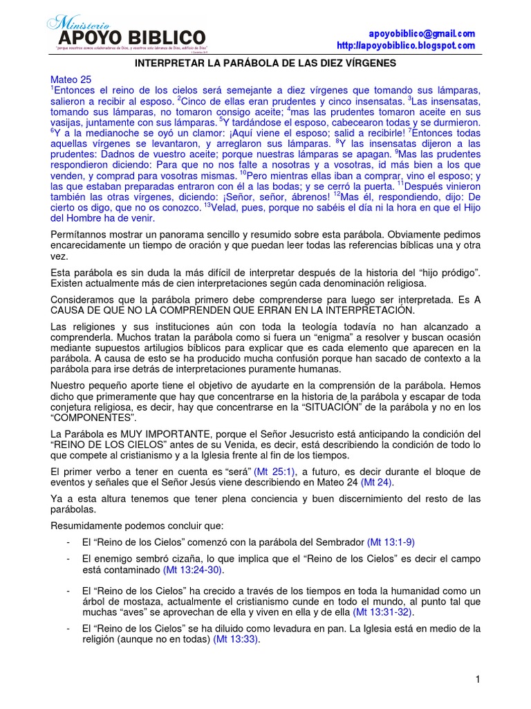 20 - La Parabola de Las 10 Virgenes | PDF | Parábolas de Jesús ...