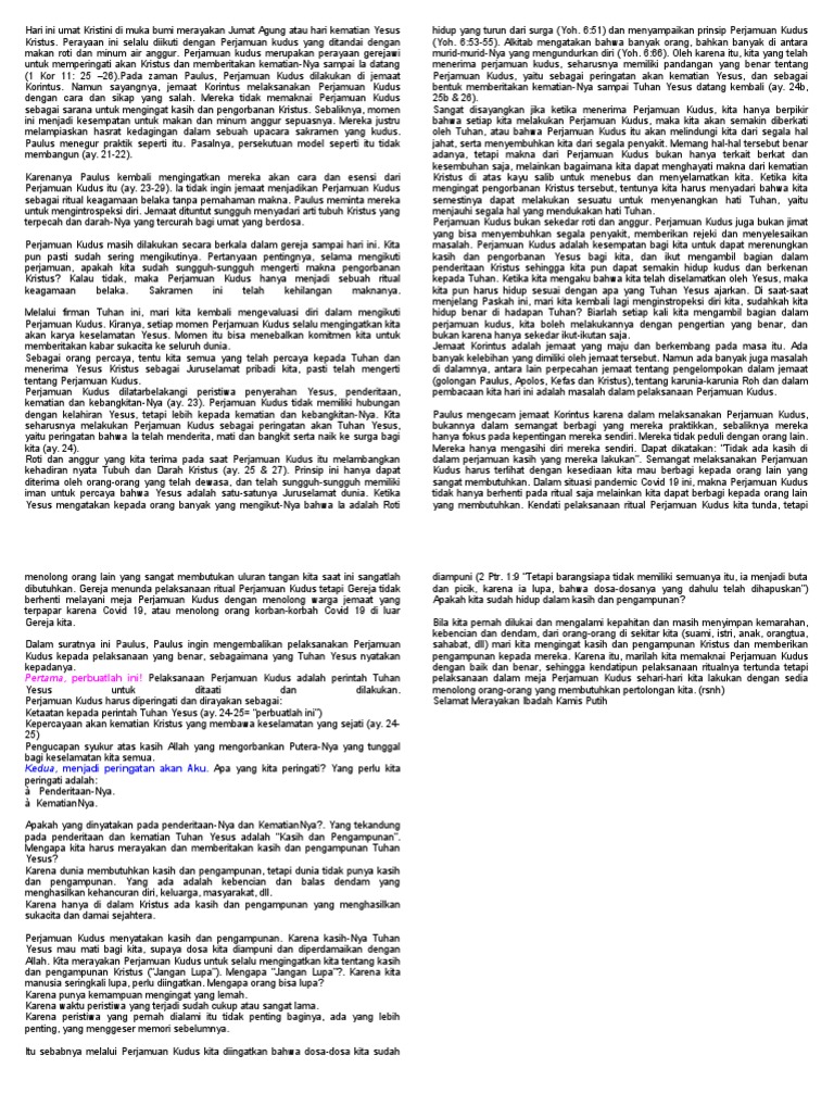 Khotbah Perjamuan Kudus | PDF
