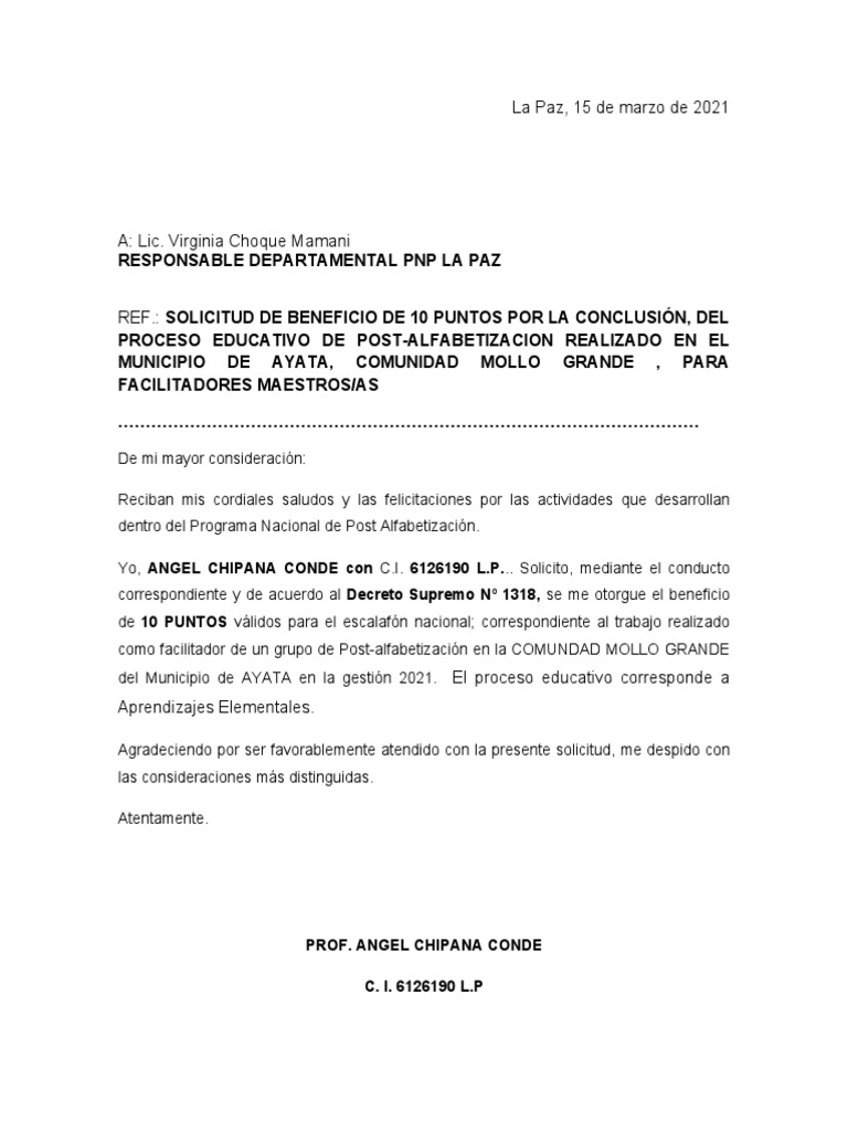 Solicitud de Beneficio Blainer. - Post. | PDF