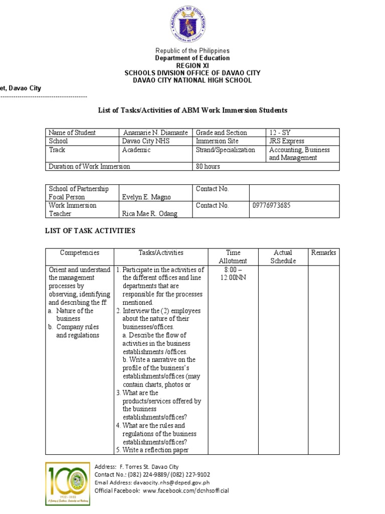 Task or Activities | PDF | Cognition