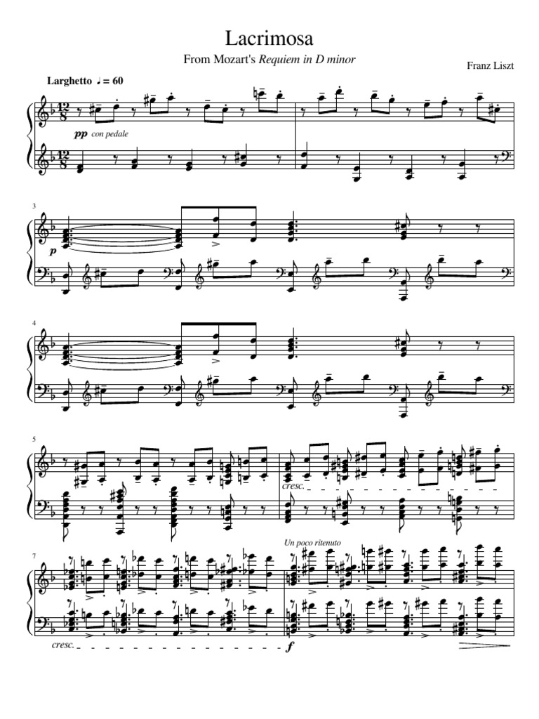 Lacrimosa Liszt Arr. | PDF