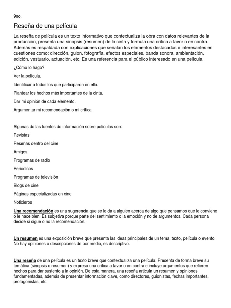 Reseña de una película | PDF