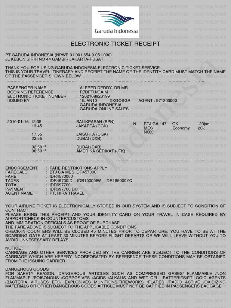 Tiket Garuda | PDF | Airlines | Aviation