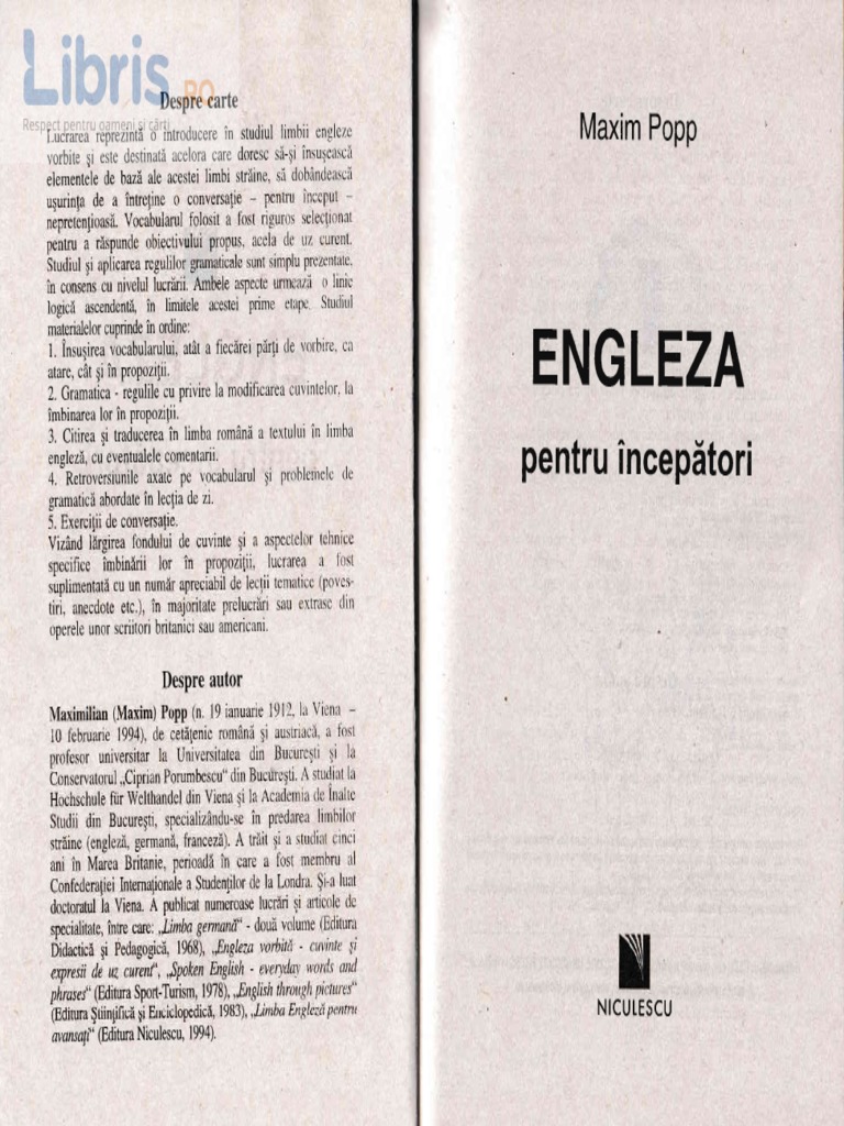 Engleza Pentru Incepatori - Maxim Popp | PDF