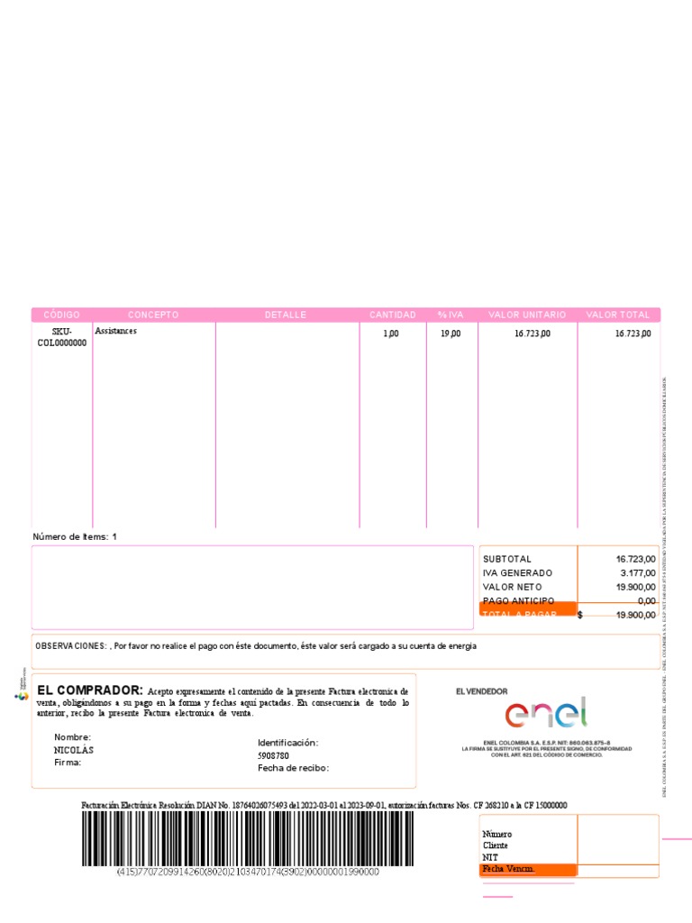 Factura Codensa | PDF | Factura | Contabilidad