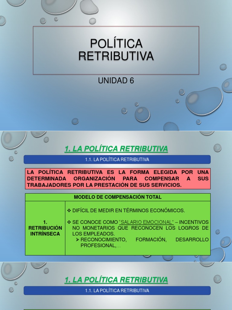 Política Retributiva: Unidad 6 | Descargar gratis PDF | Salario | Economias