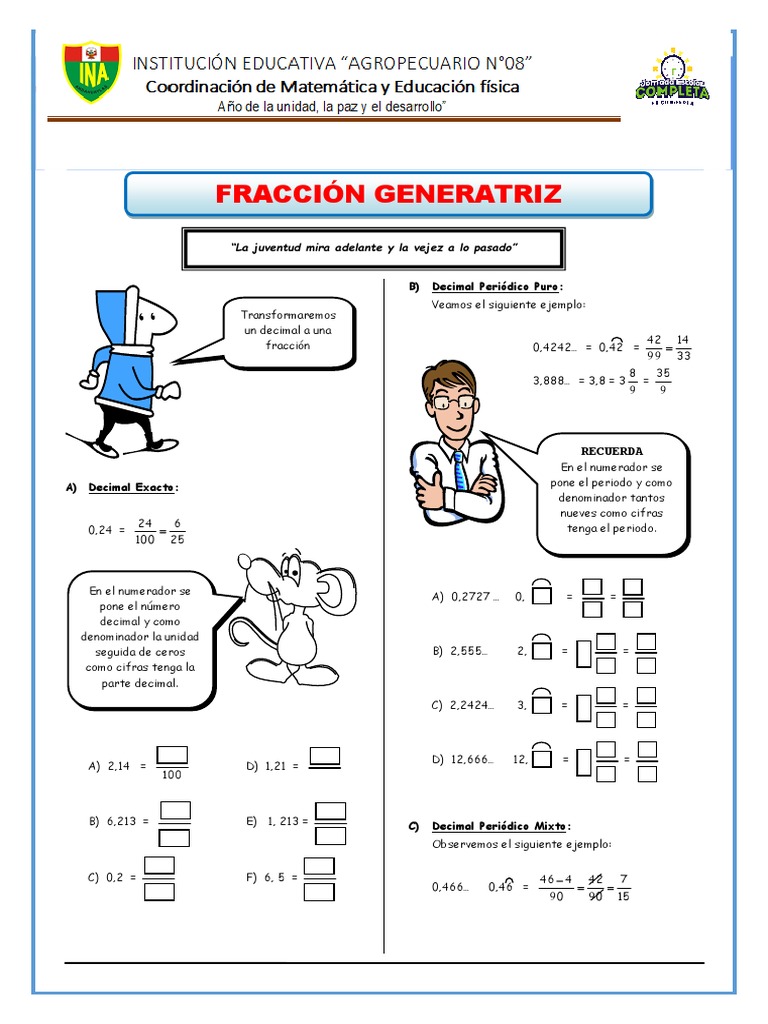 fraccion generatriz | PDF | Lexicología | Conceptos matemáticos