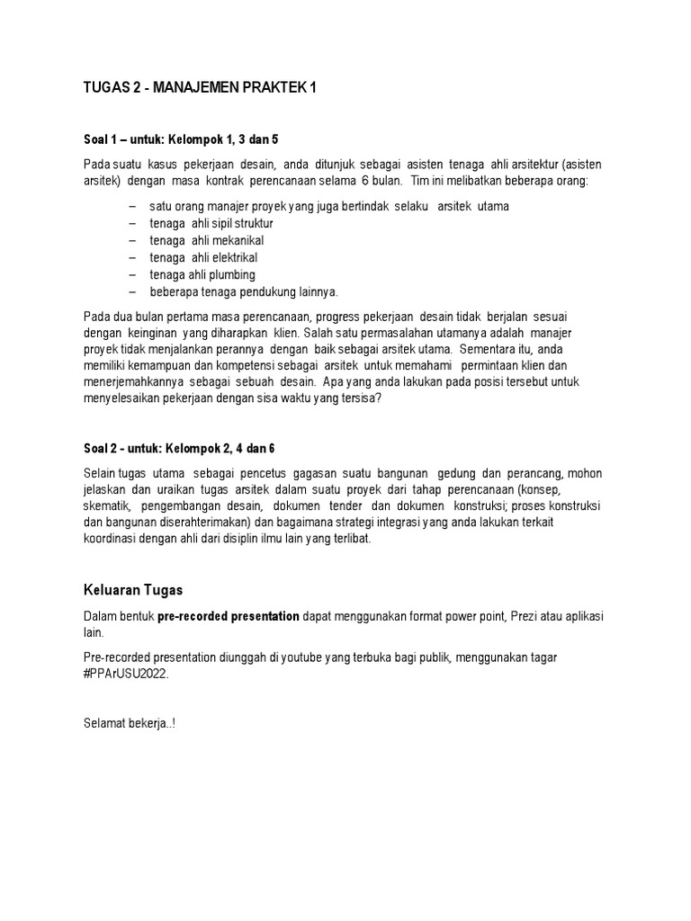 Tugas 2 - MANAJEMEN PRAKTEK - 1 | PDF