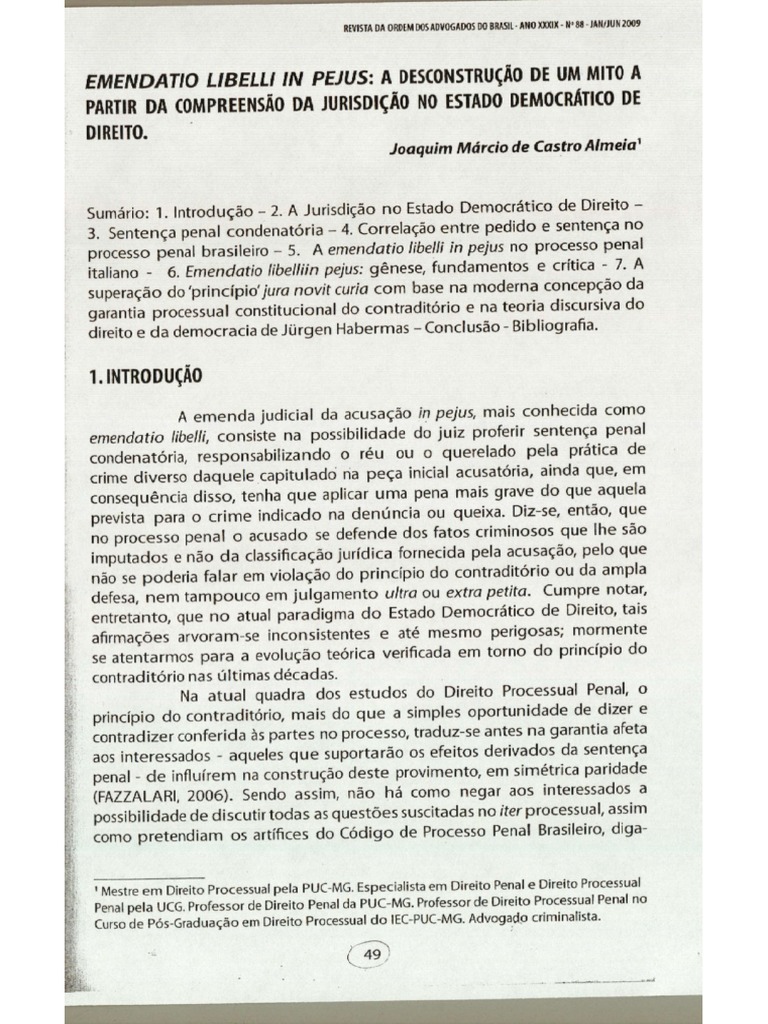Artigo Penal - Emendatio Libelli | PDF