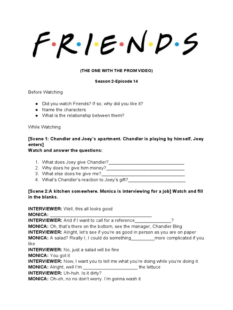 FRIENDS Activity S2-E14 | PDF