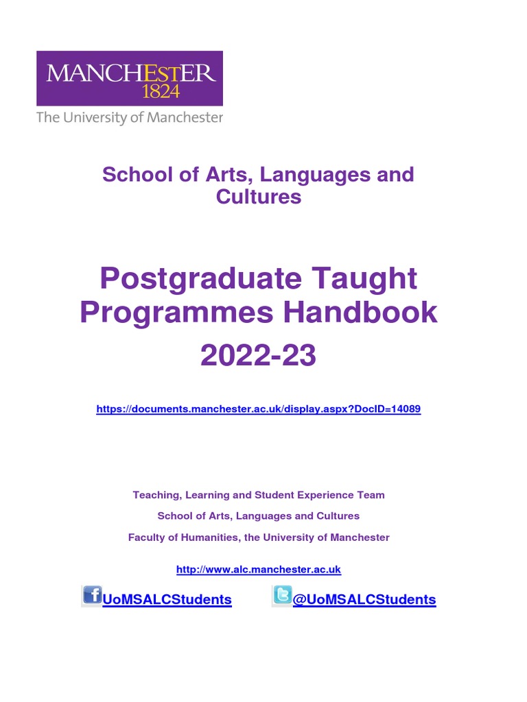 Manchester FINAL PGT Programme Handbook 2022-23 | PDF | Thesis ...