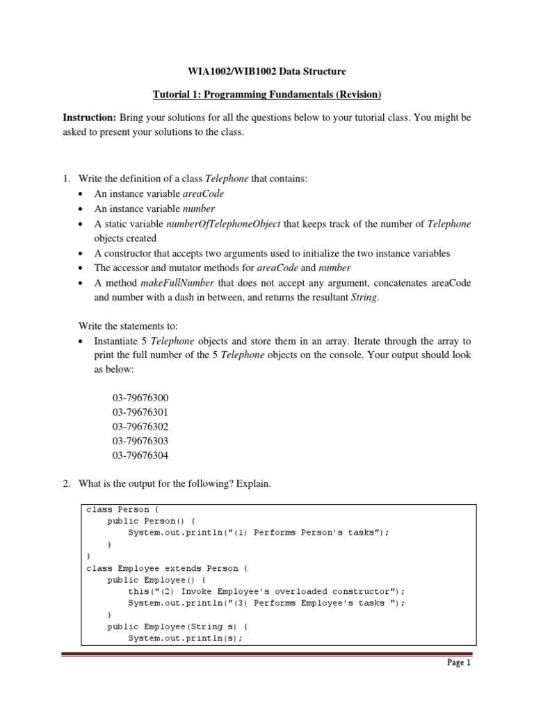 T01 - Programming Fundamentals Revision (Q) | PDF | Method (Computer ...