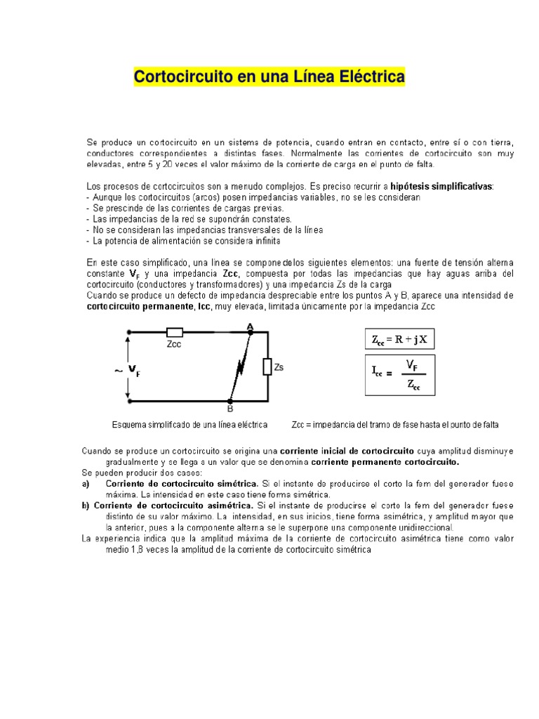Cálculo de corrientes de cortocircuito en una línea eléctrica trifásica ...