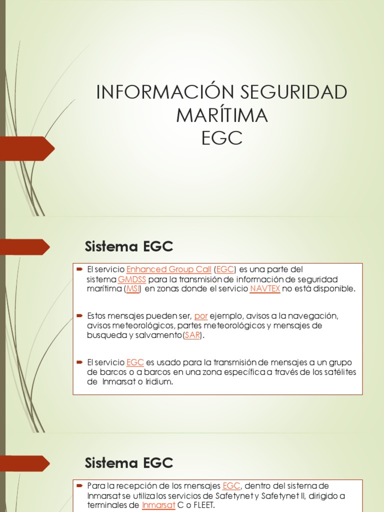 Información Seguridad Marítima (Egc) | PDF | Telecomunicaciones | Tecnología de información y ...