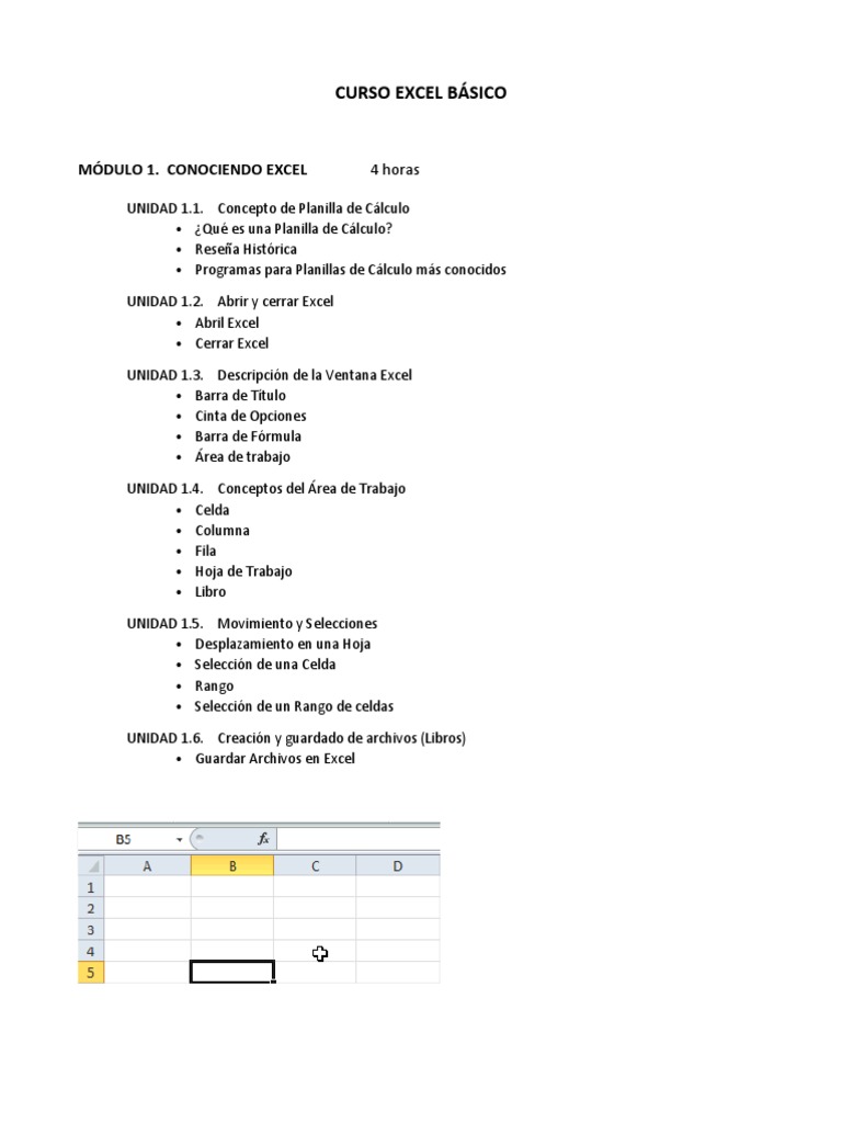 Excel Básico - M01 | PDF | Microsoft Excel | Hoja de cálculo
