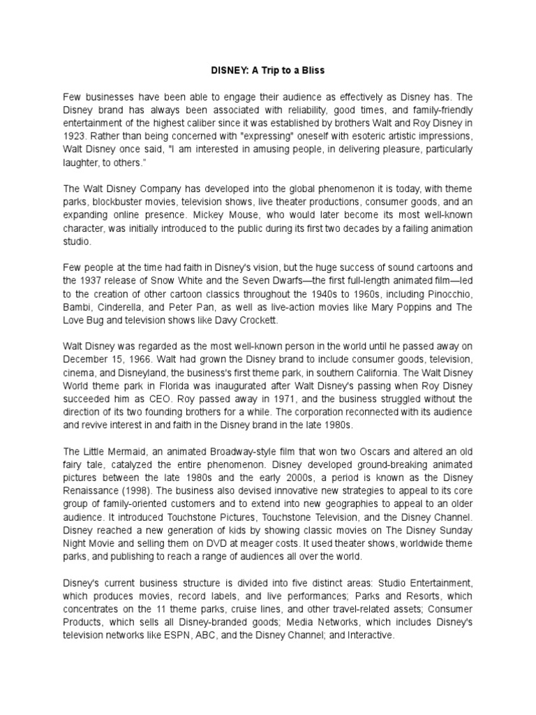 DISNEY Case Analysis | PDF | The Walt Disney Company | Brand