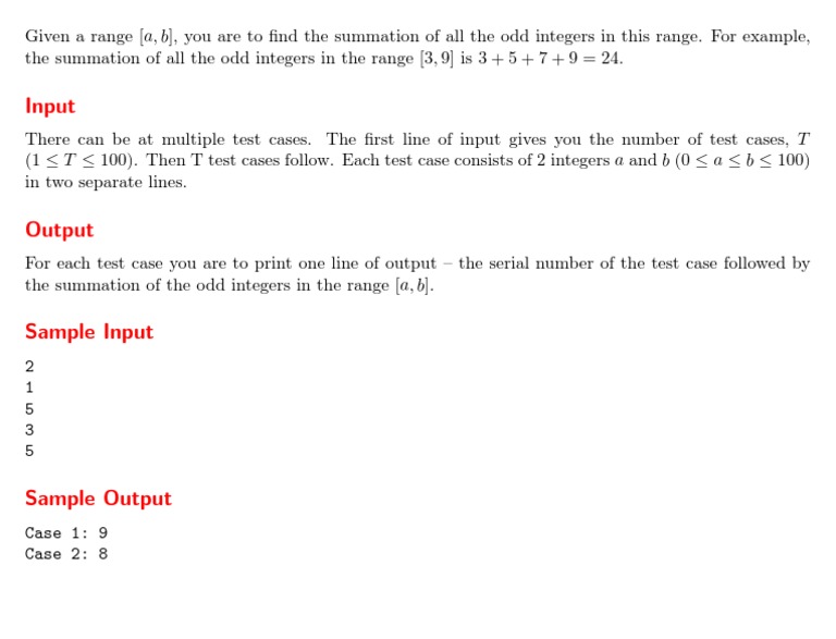Input: T 100) - Then T Test Cases Follow. Each Test Case Consists of 2 ...