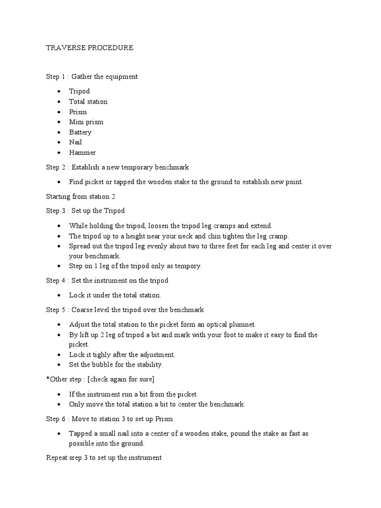 YUID Traverse Procedure Guide | PDF | Science & Mathematics ...