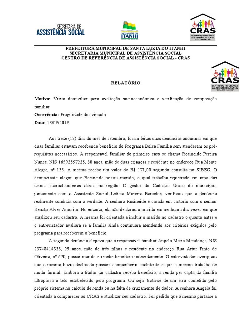 Modelo de Relatorio de Denuncia | PDF