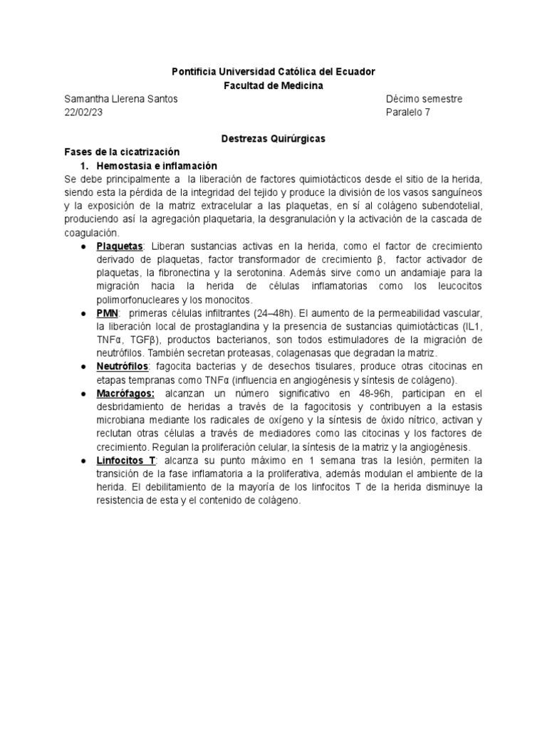 Destrezas Deber | PDF | Cicatrización de la herida | La matriz extracelular