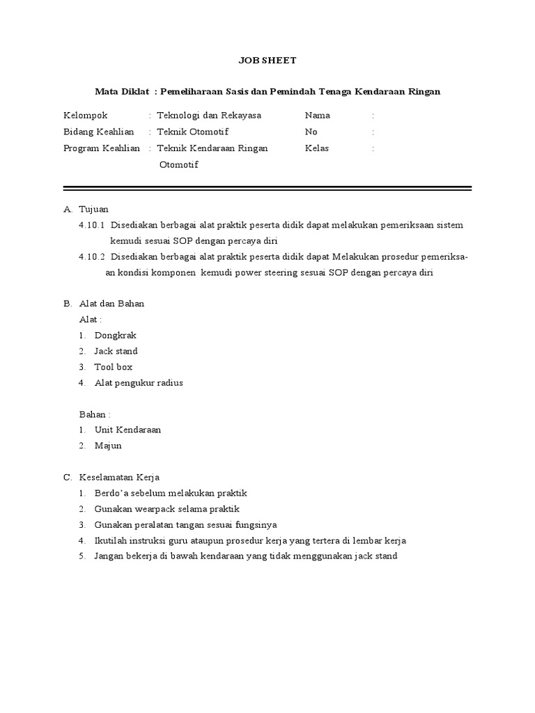 TKRO Sasis 3.10 JOB SHEET | PDF | Komputer