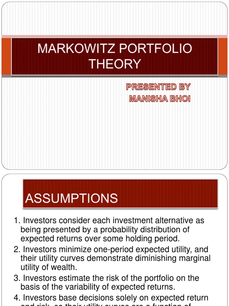 Markowitz Portfolio Theory | Portfolio (Finance) | Business Economics